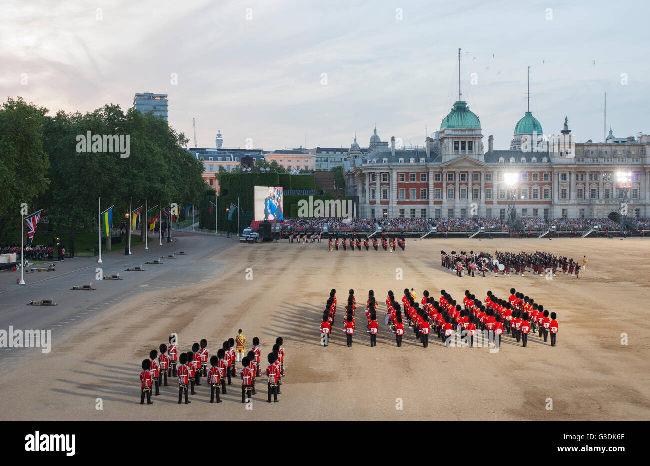 Horse Guards Parade, London, UK. 9th June 2016. Beating Retreat parade ...
