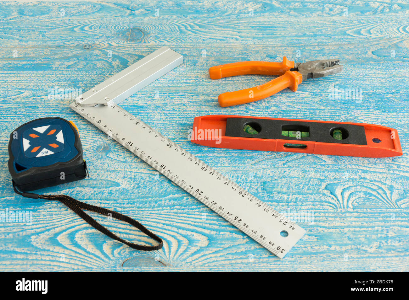 The photo shows the instruments on a blue background Stock Photo - Alamy