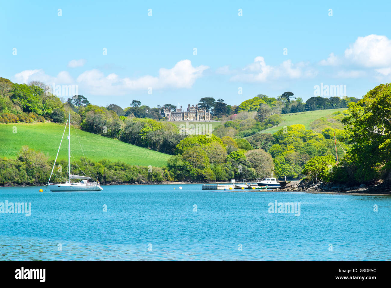 Tregothnan House, seen from the River Fal, Cornwall, UK Stock Photo - Alamy