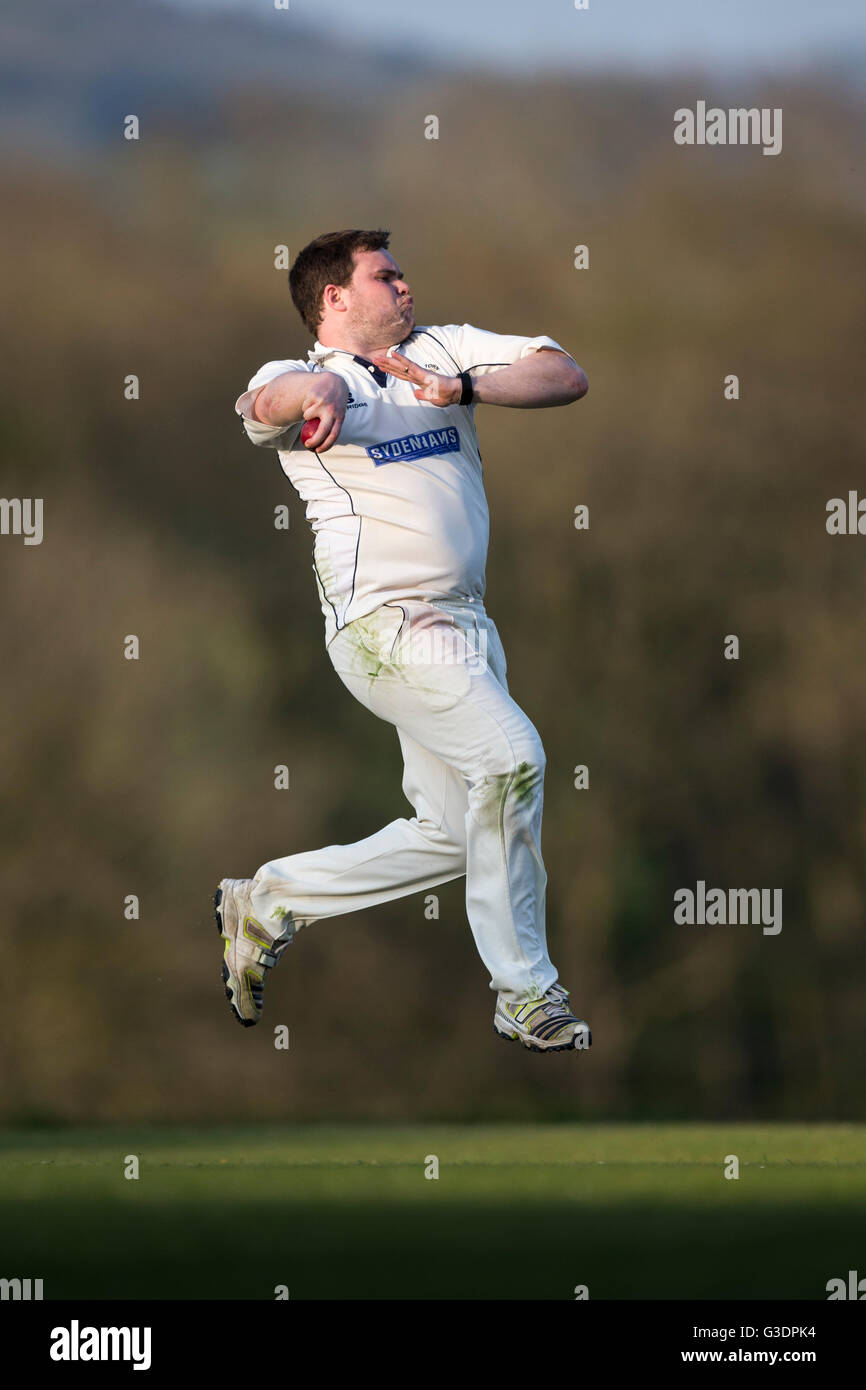 cricket, bowler in action Stock Photo - Alamy