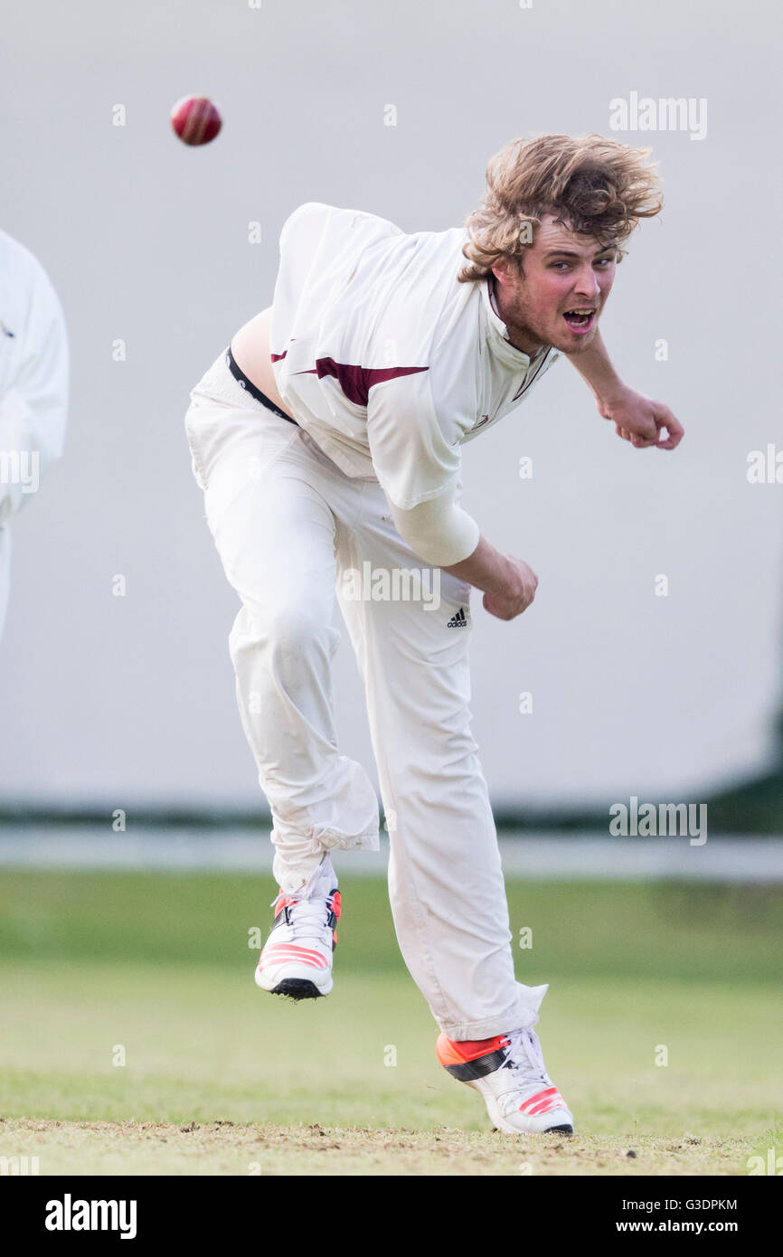 cricket, bowler in action Stock Photo - Alamy