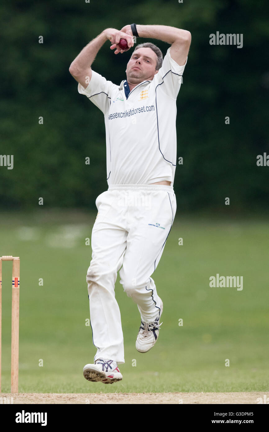 cricket, bowler in action Stock Photo - Alamy