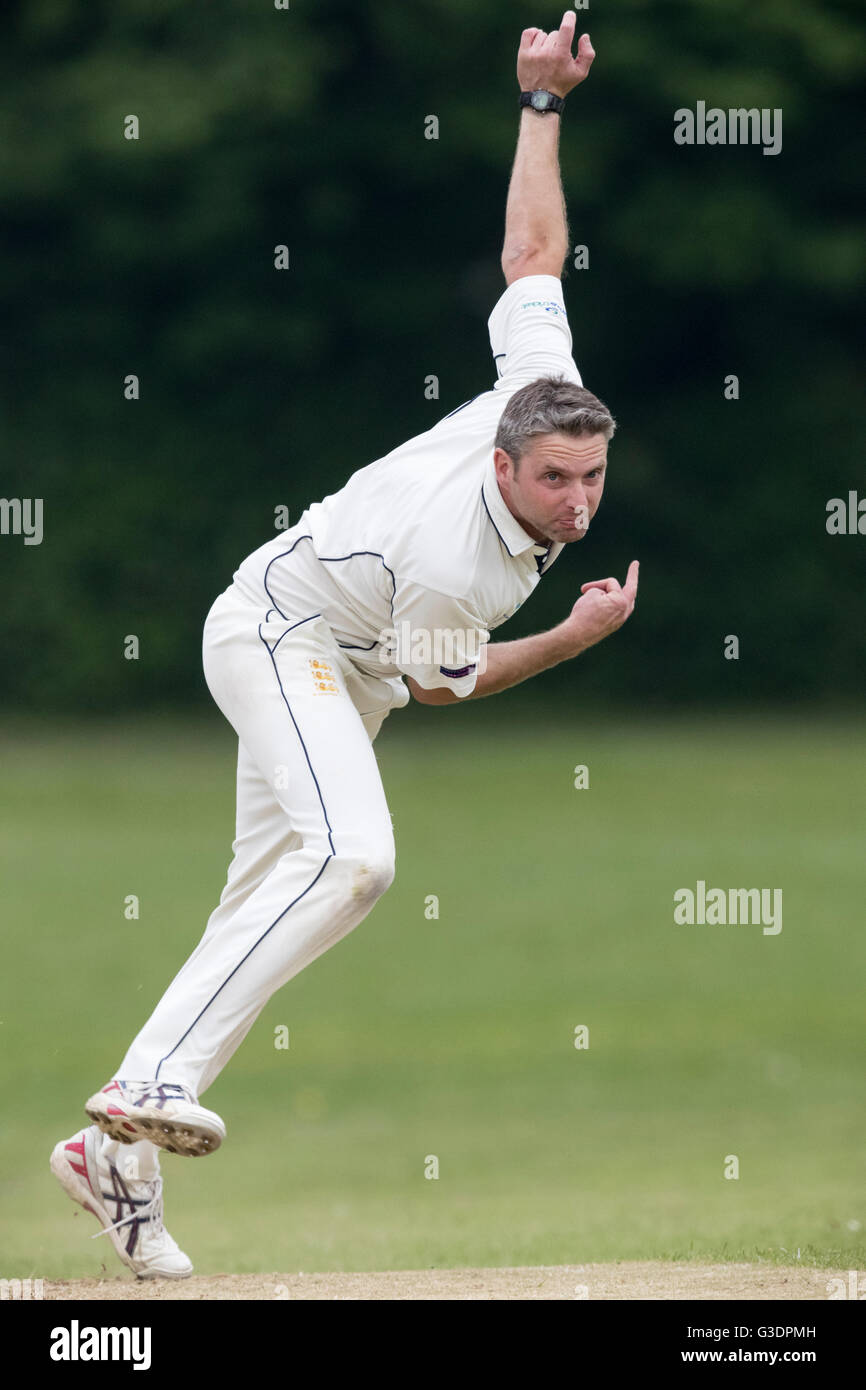 cricket, bowler in action Stock Photo - Alamy