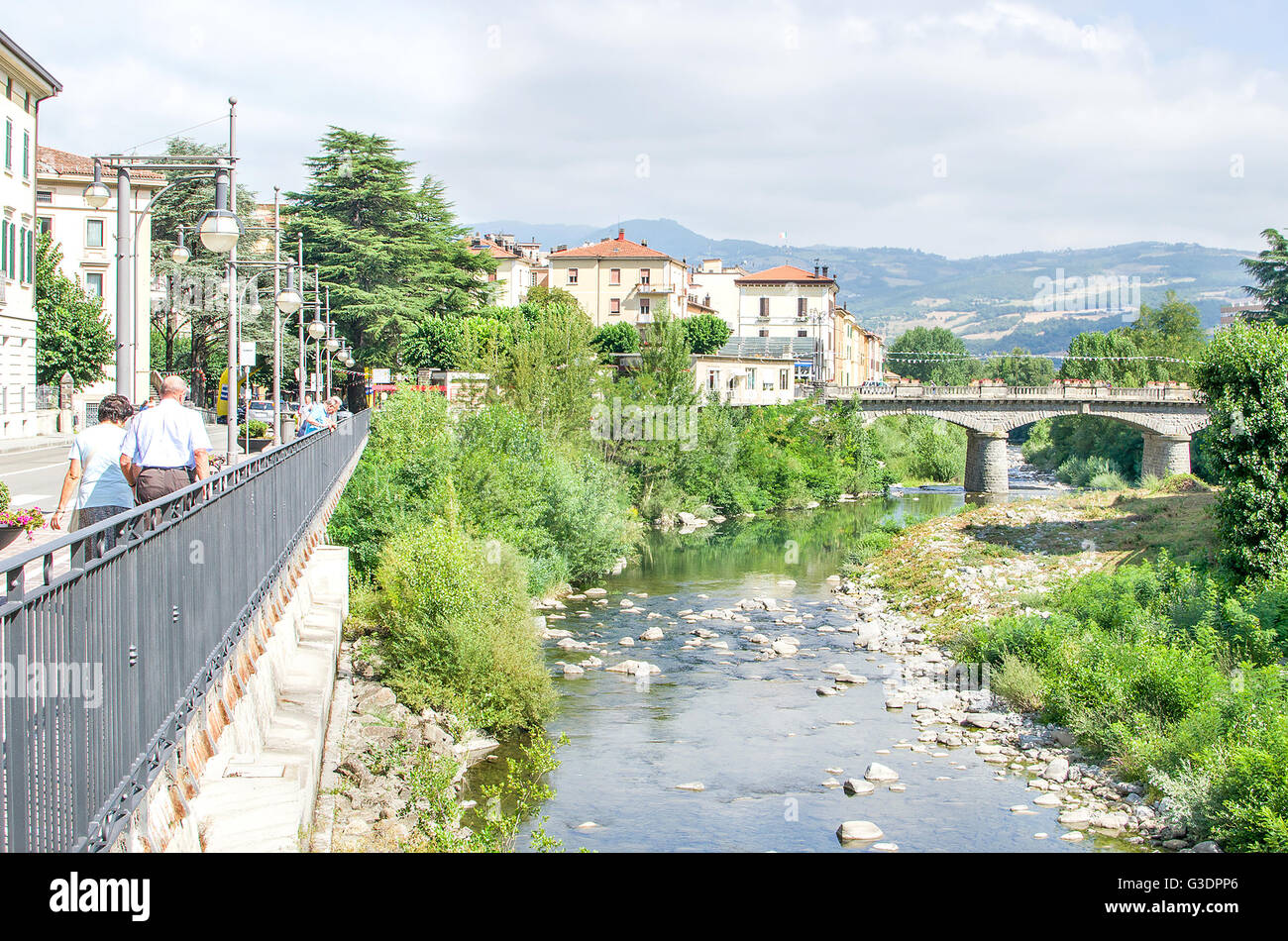 Porretta Terme Reno river bridge Stock Photo - Alamy