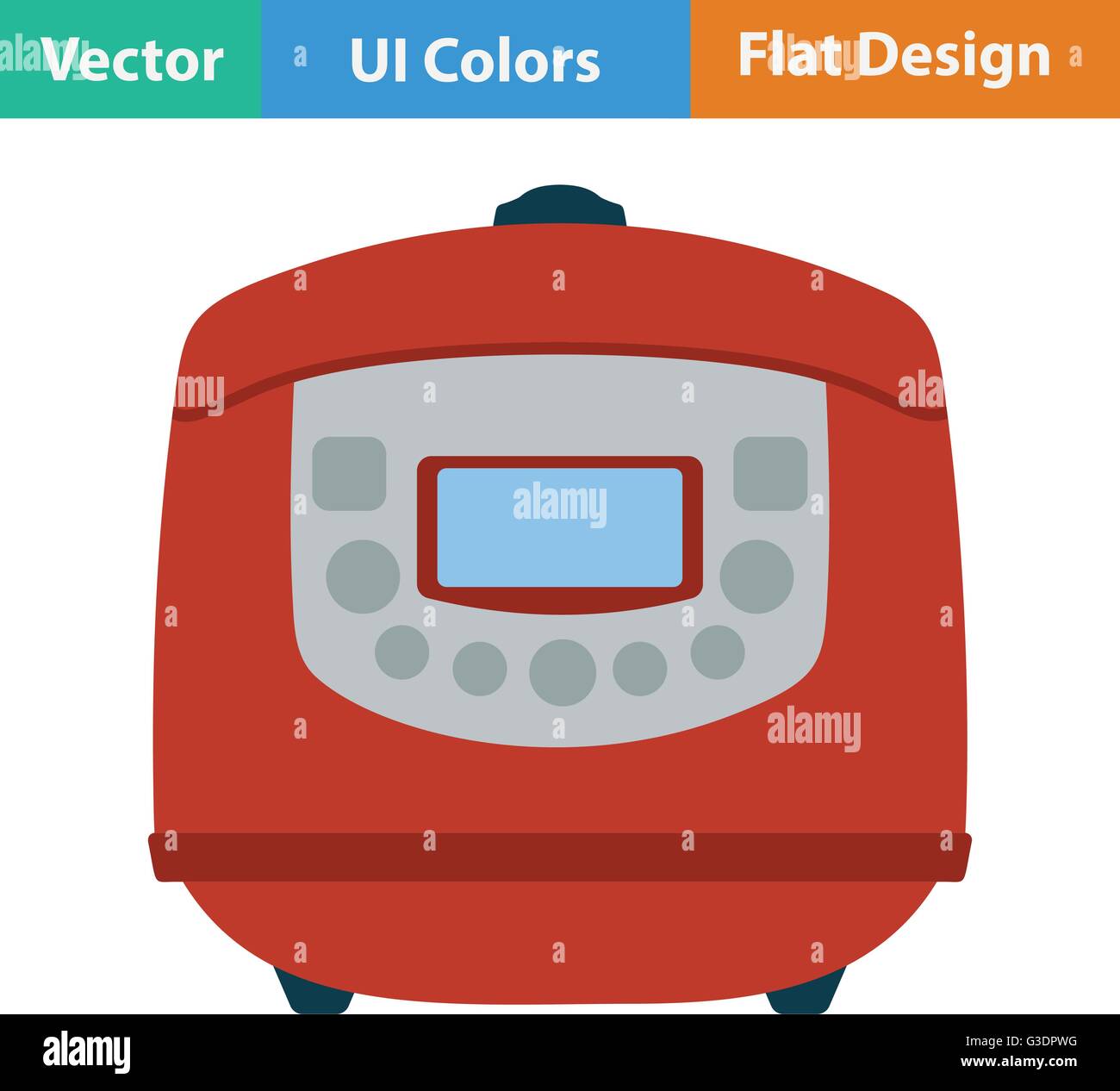 Kitchen multicooker machine icon. Flat design. Vector illustration ...