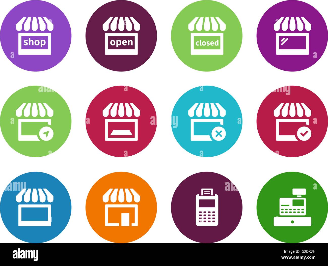 Shop circle icons on white background Stock Vector Image & Art - Alamy