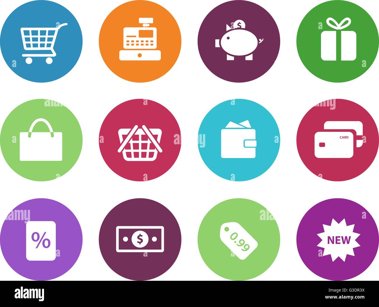 Shopping circle icons on white background Stock Vector Image & Art - Alamy
