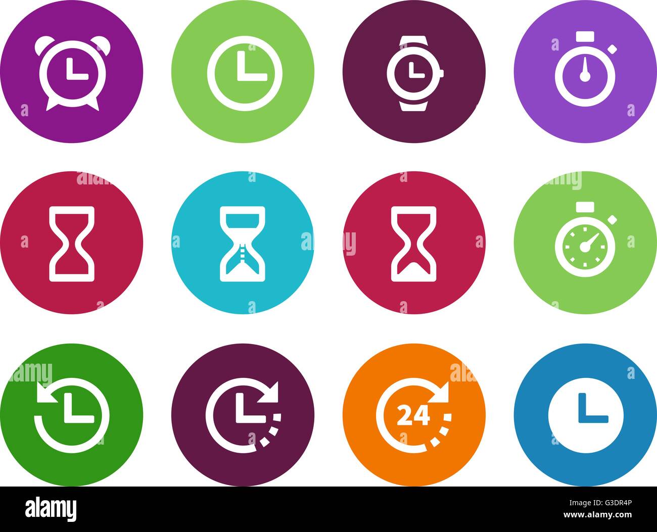 Time and Clock circle icons on white background Stock Vector Image ...