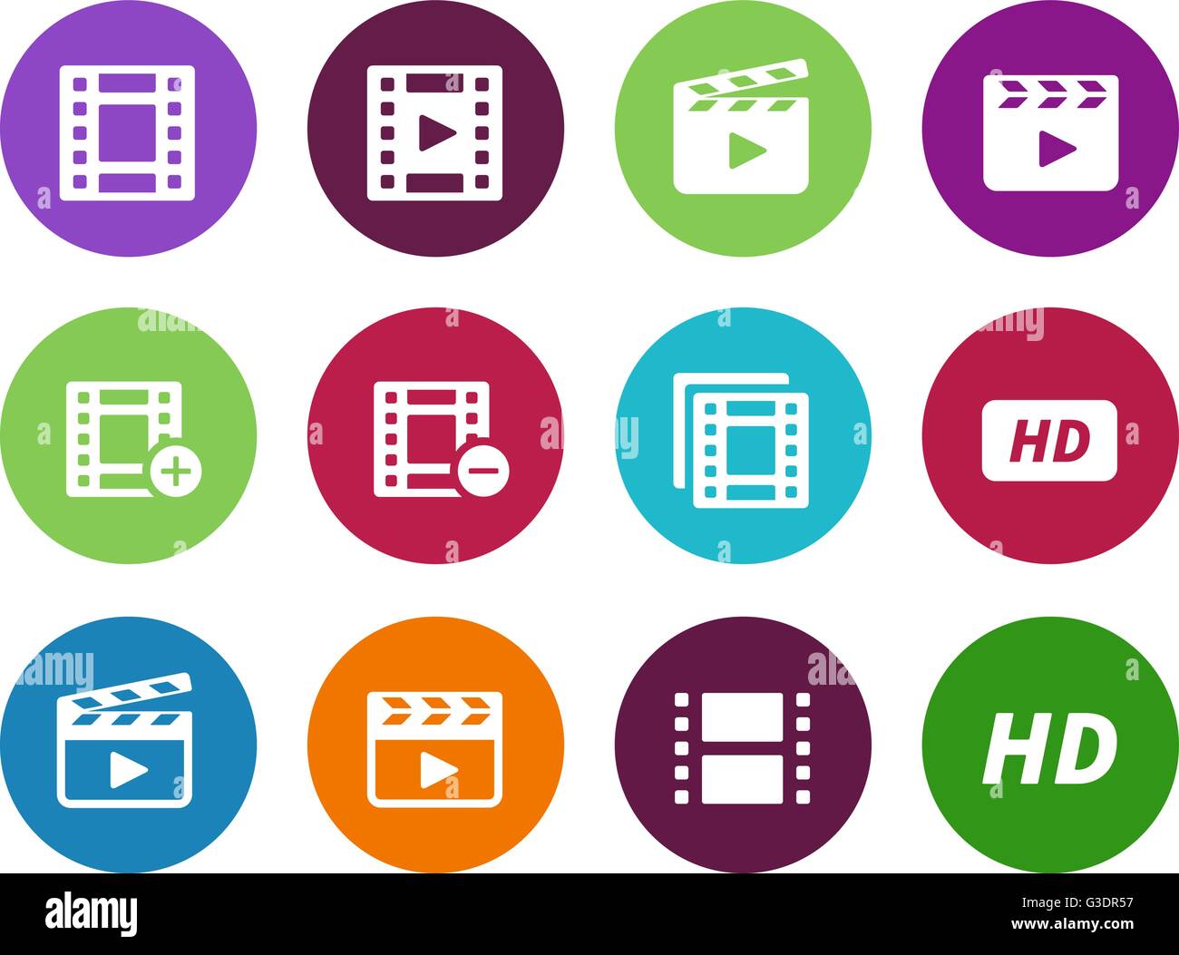 Video circle icons on white background Stock Vector Image & Art - Alamy