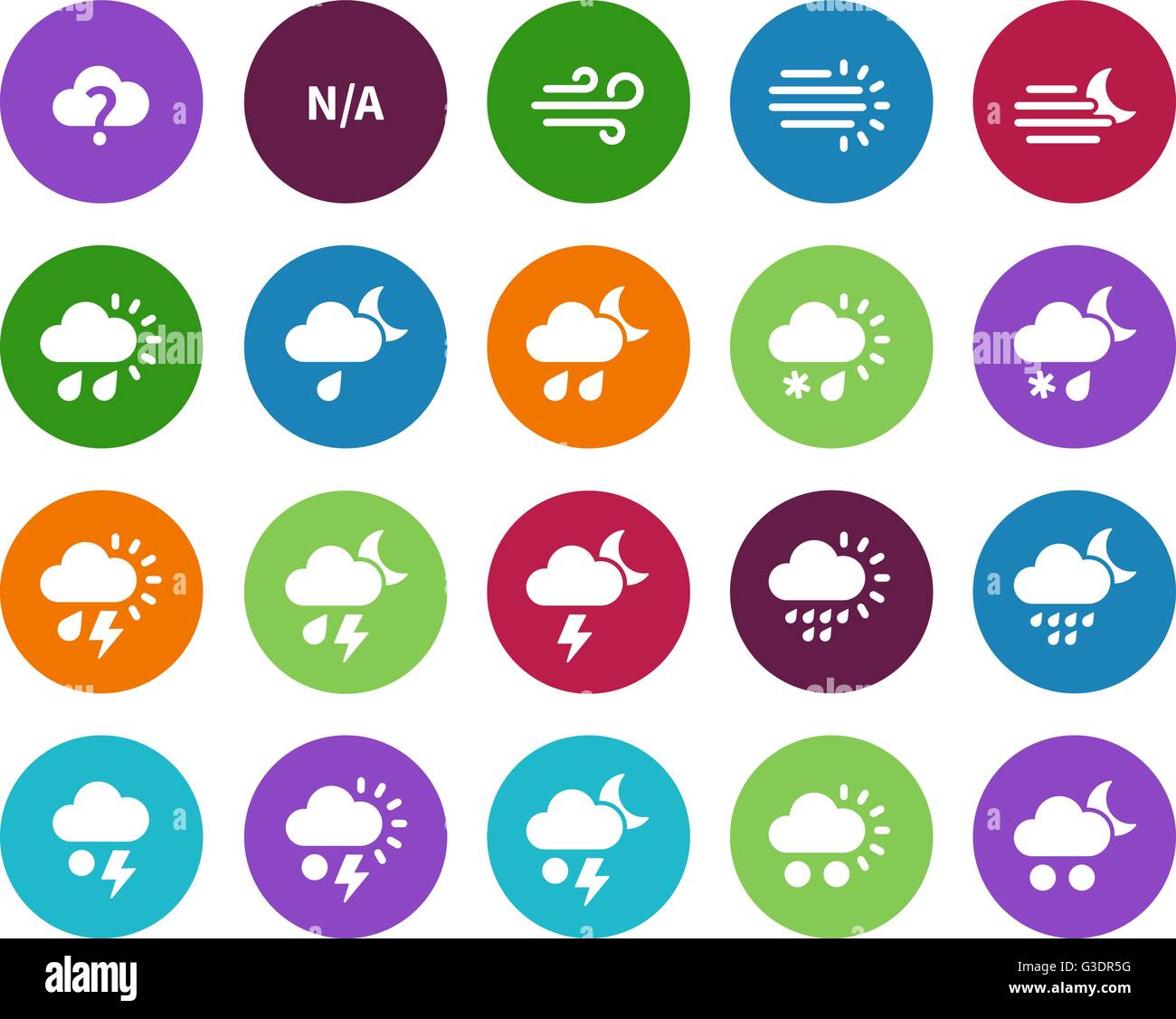 Weather circle icons on white background Stock Vector Image & Art - Alamy
