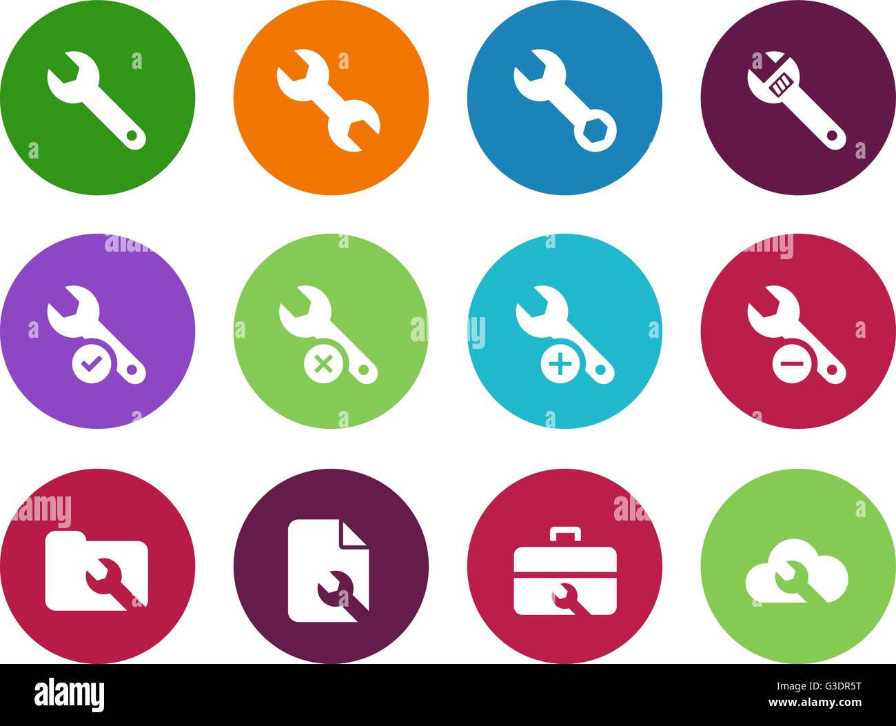 Repair Wrench circle icons on white background Stock Vector Image & Art ...