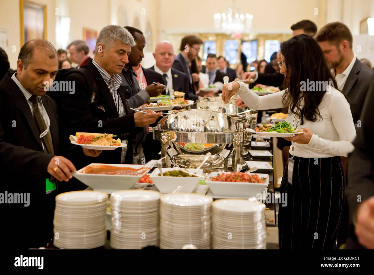 Hotel lunch buffet line during a business event - USA Stock Photo - Alamy