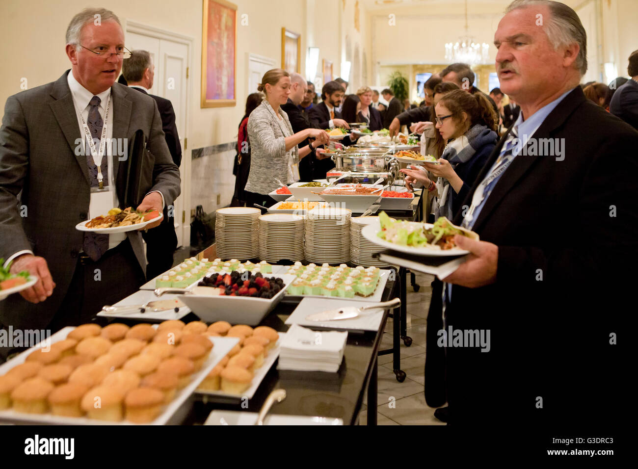 Hotel lunch buffet line during a business event - USA Stock Photo - Alamy