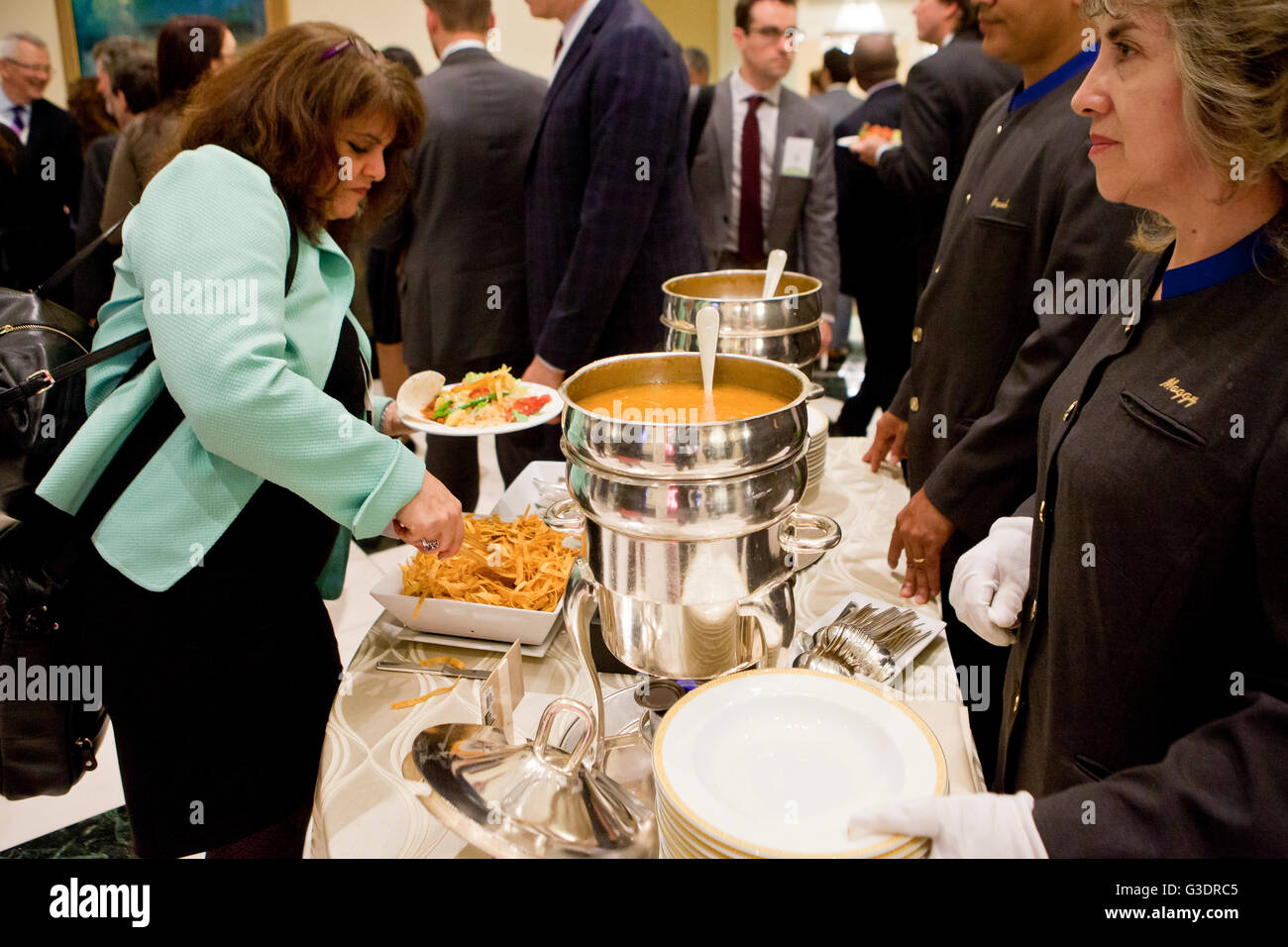 Hotel lunch buffet line during a business event - USA Stock Photo - Alamy