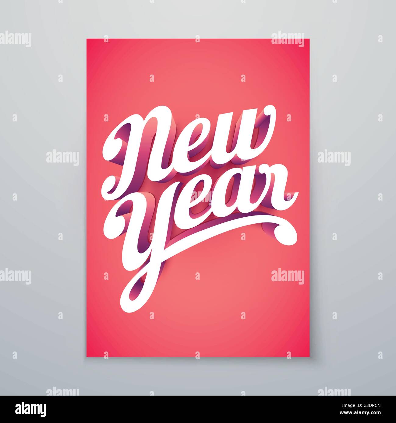 New Year Vector custom 3d hand lettering typographic poster design ...