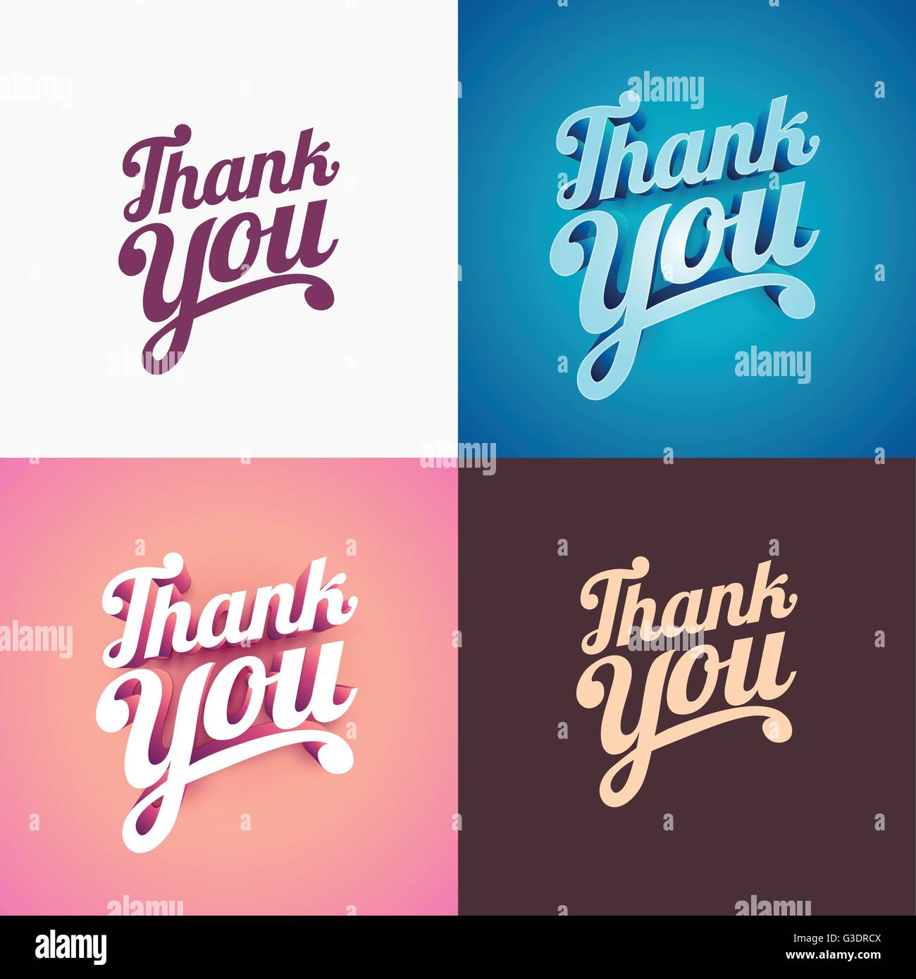 Vector 3d “Thank You” typographic design collection Stock Vector Image ...