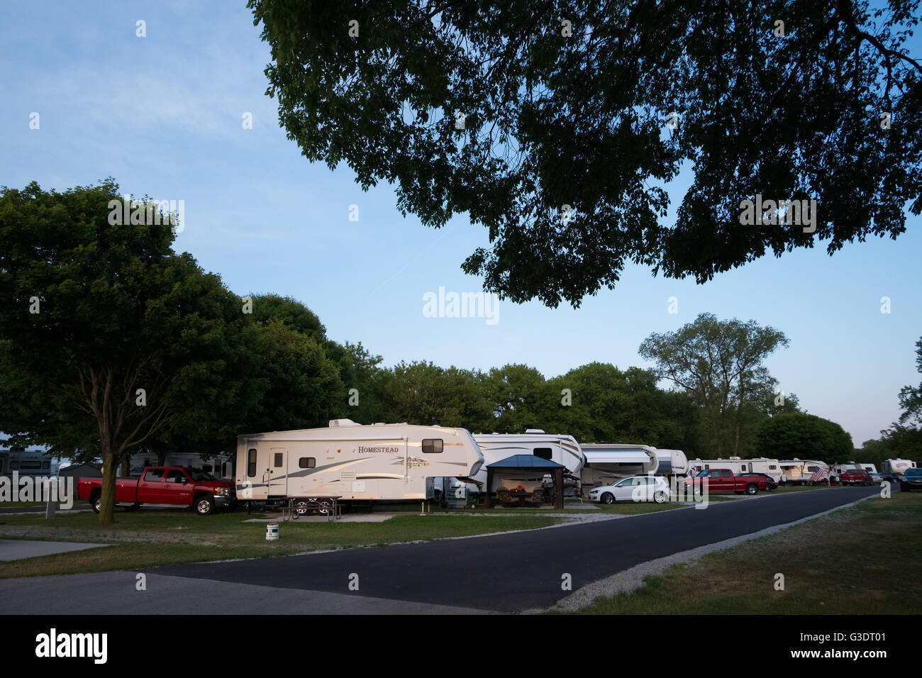 Trailway Campground in downtown Montague, Michigan Stock Photo - Alamy