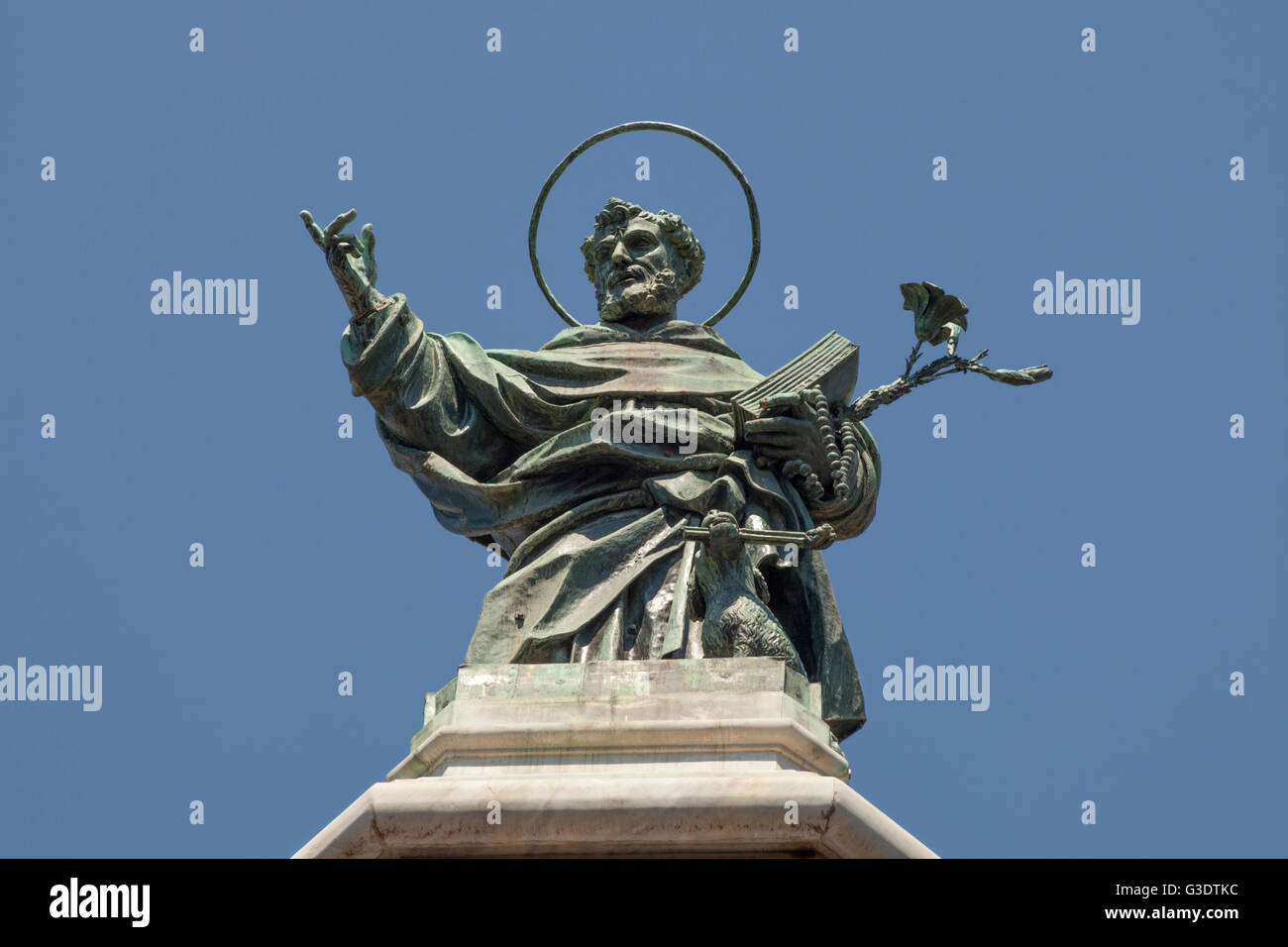 Statue of San Domenico, St Dominic, on obelisk, Piazza San Domenico ...
