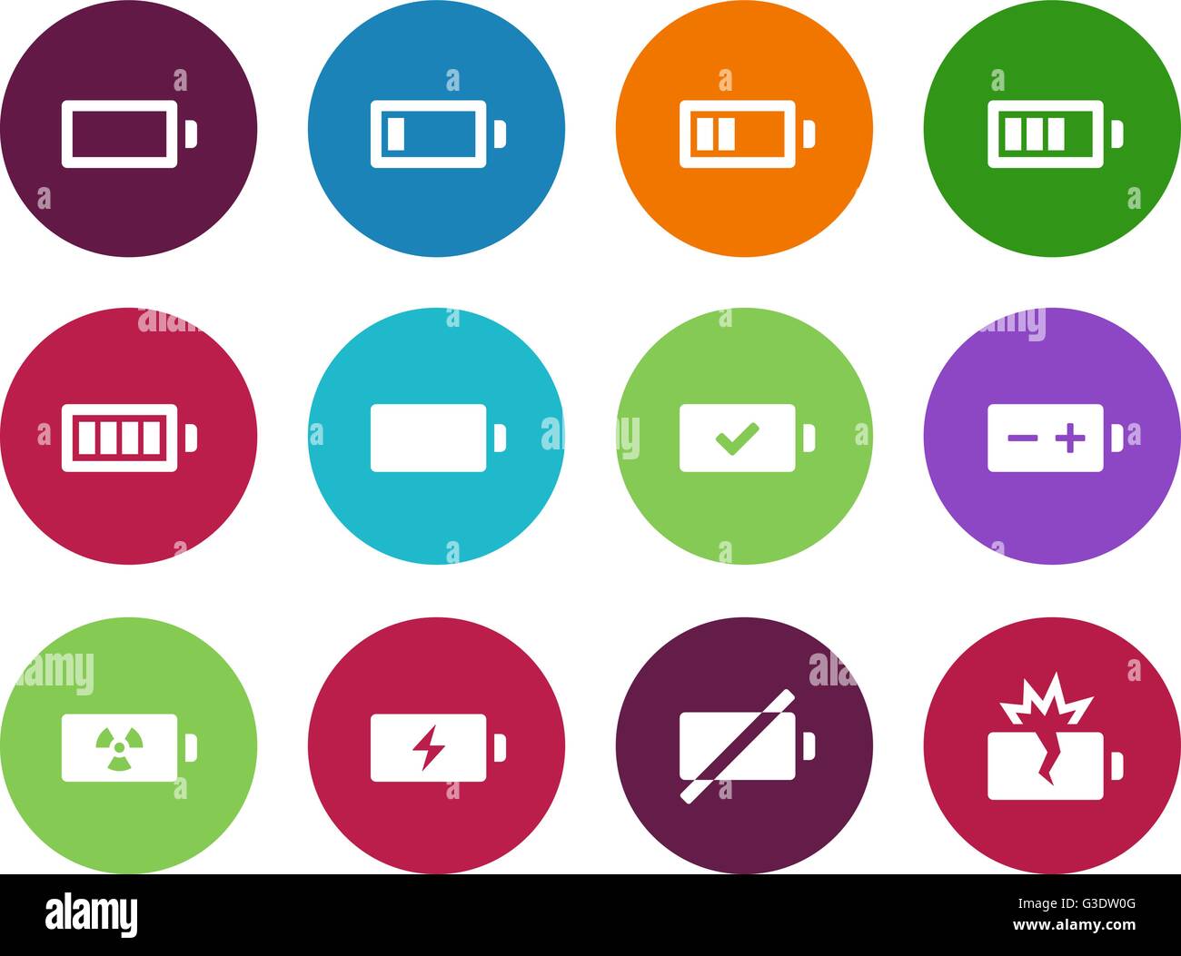 Battery circle icons on white background Stock Vector Image & Art - Alamy