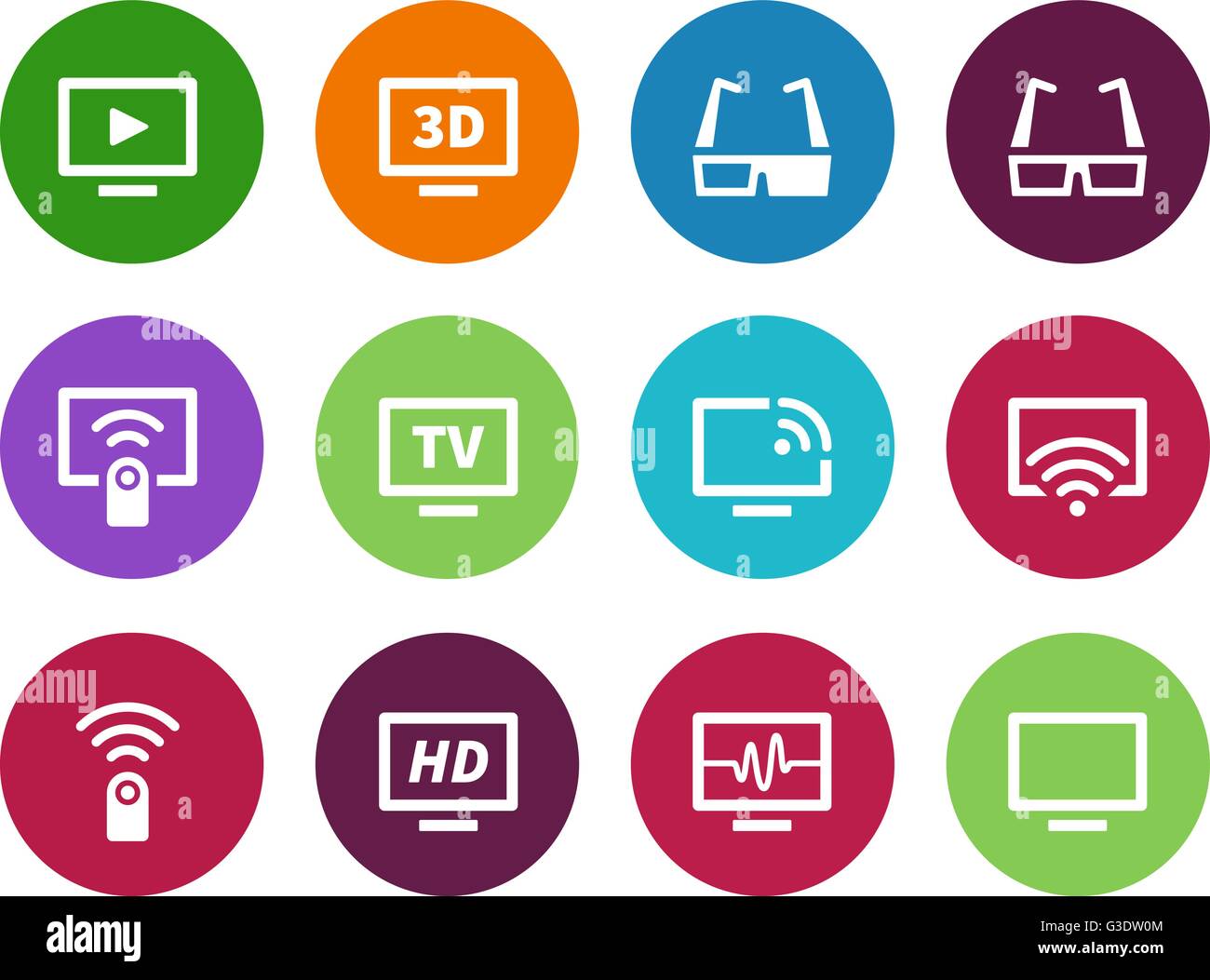 TV circle icons on white background Stock Vector Image & Art - Alamy