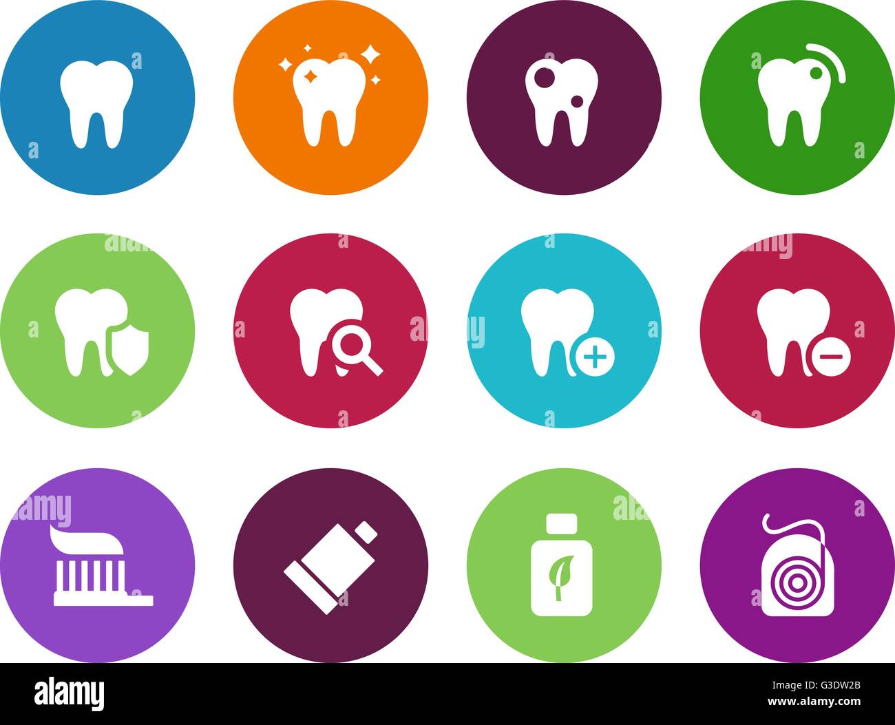 Tooth, teeth circle icons on white background Stock Vector Image & Art ...