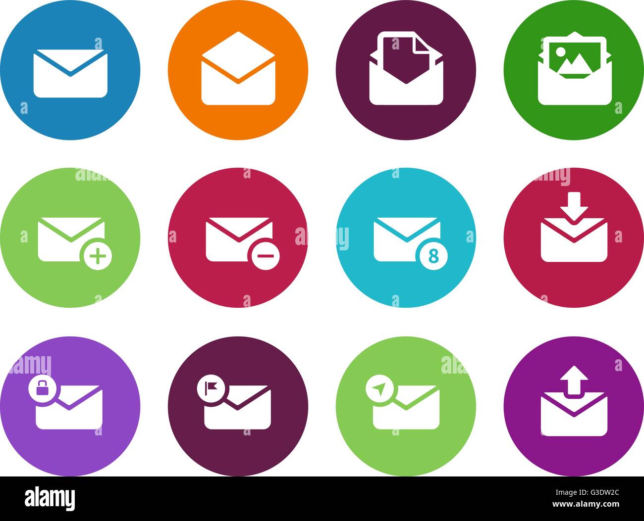 Email circle icons on white background Stock Vector Image & Art - Alamy
