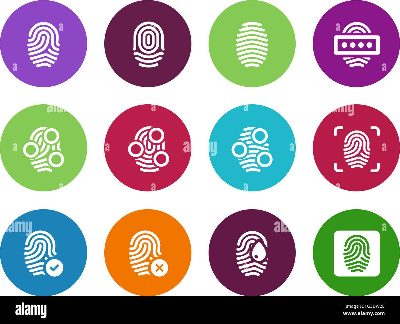Fingerprint circle icons on white background Stock Vector Image & Art ...