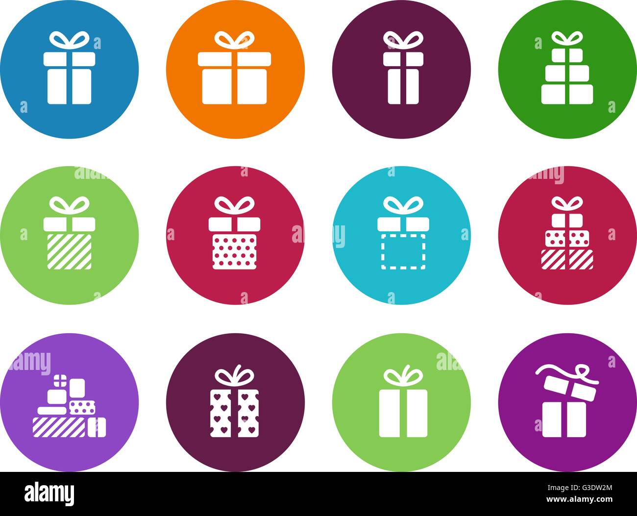 Gift package circle icons on white background Stock Vector Image & Art ...