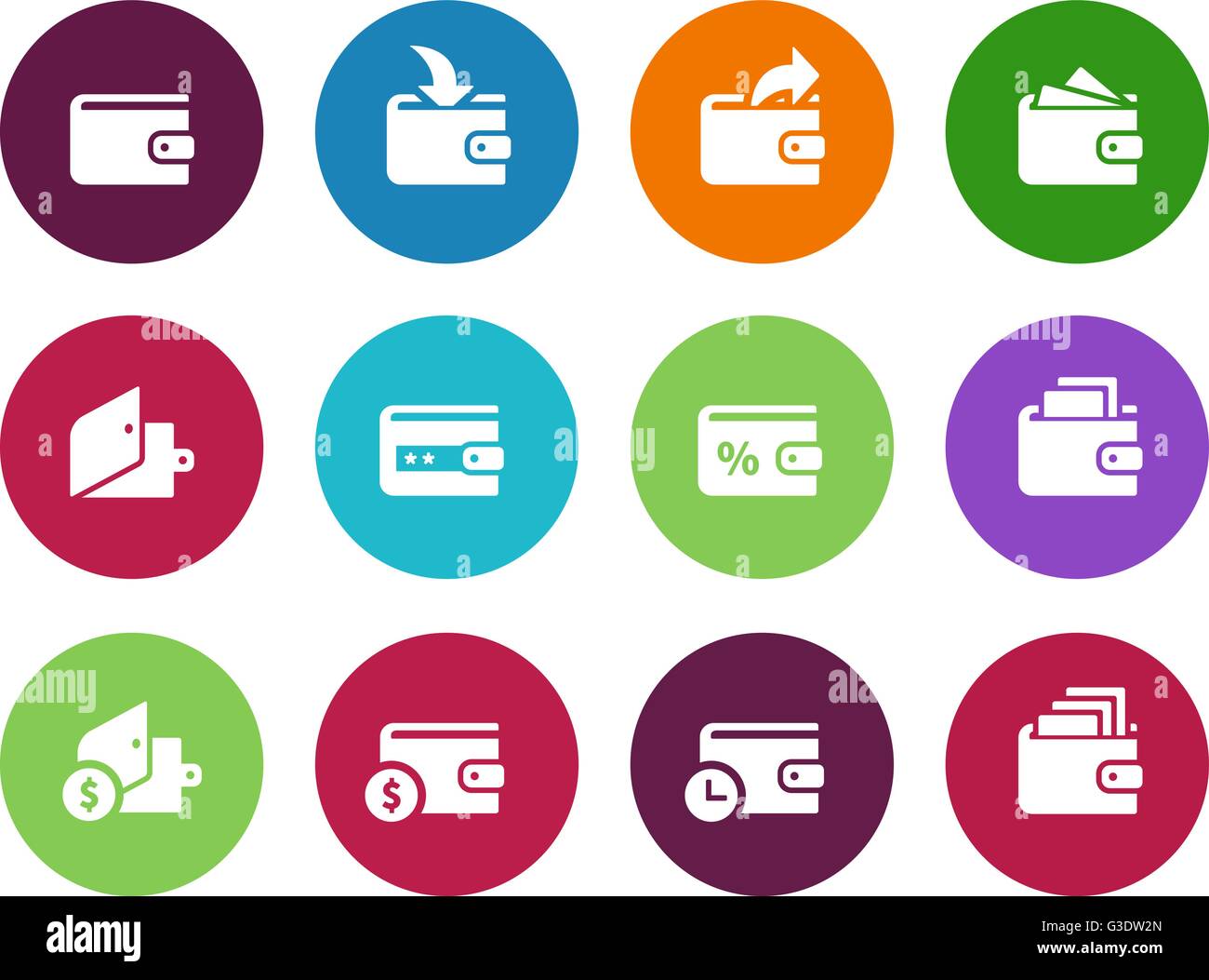 Wallet circle icons on white background Stock Vector Image & Art - Alamy