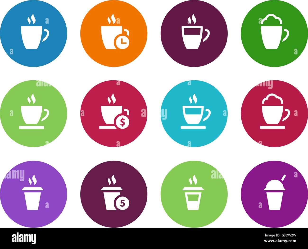 Coffee cup circle icons on white background Stock Vector Image & Art ...