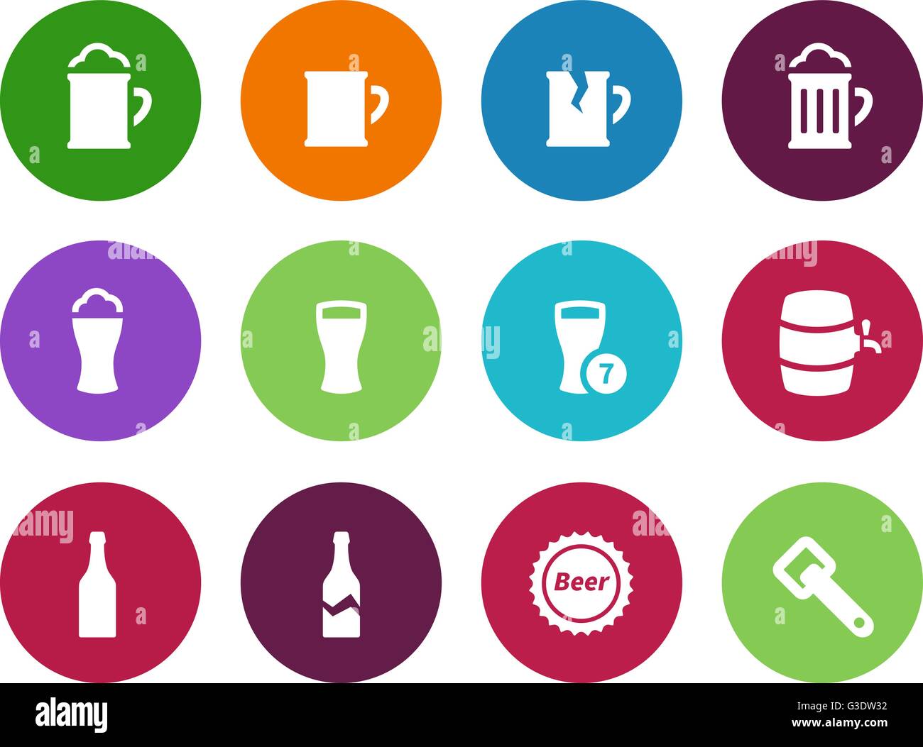 Beer and alcohol glasses circle icons on white background Stock Vector ...