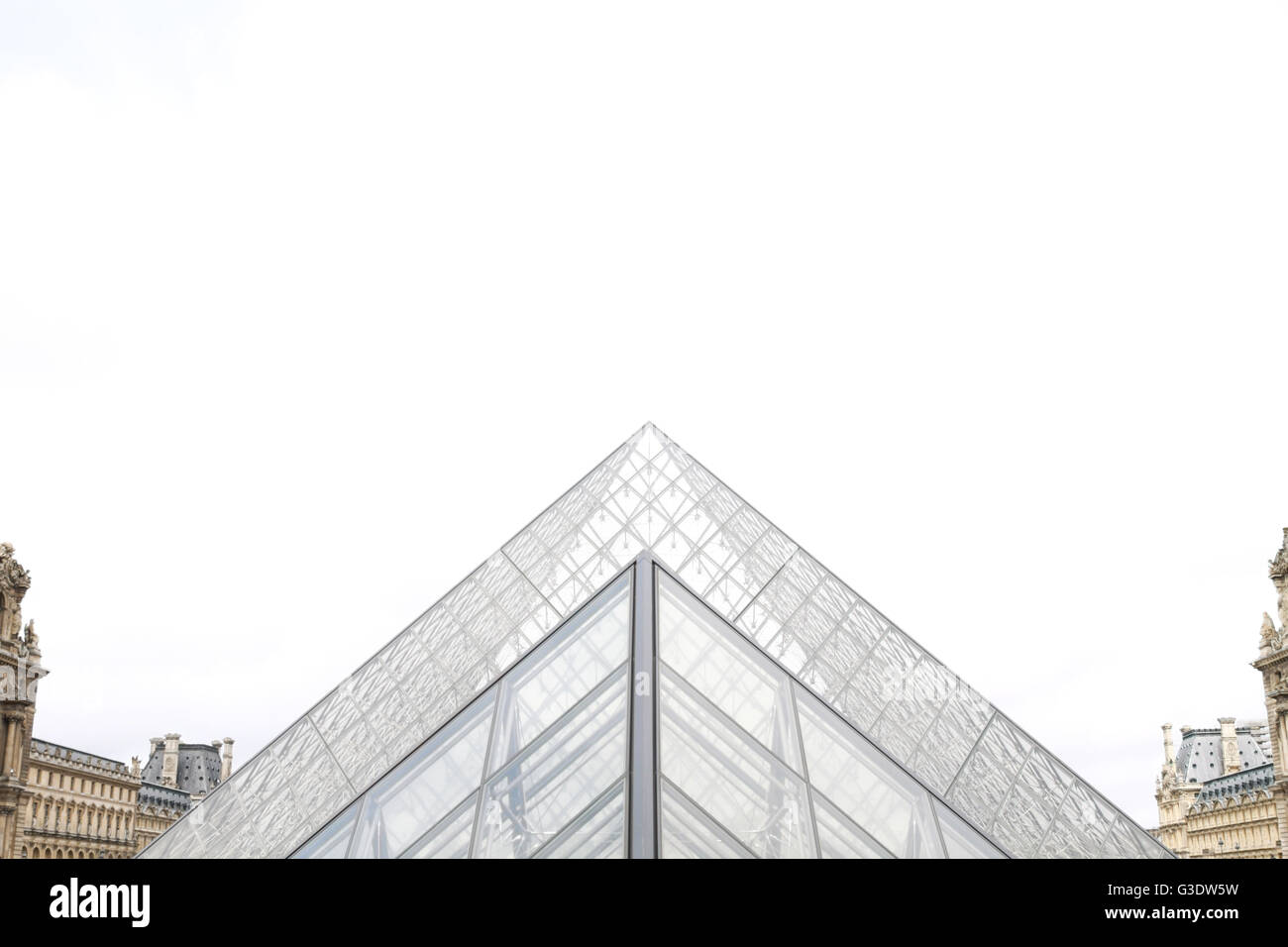 Louvre glass pyramids symmetrical view from the main court Stock Photo ...