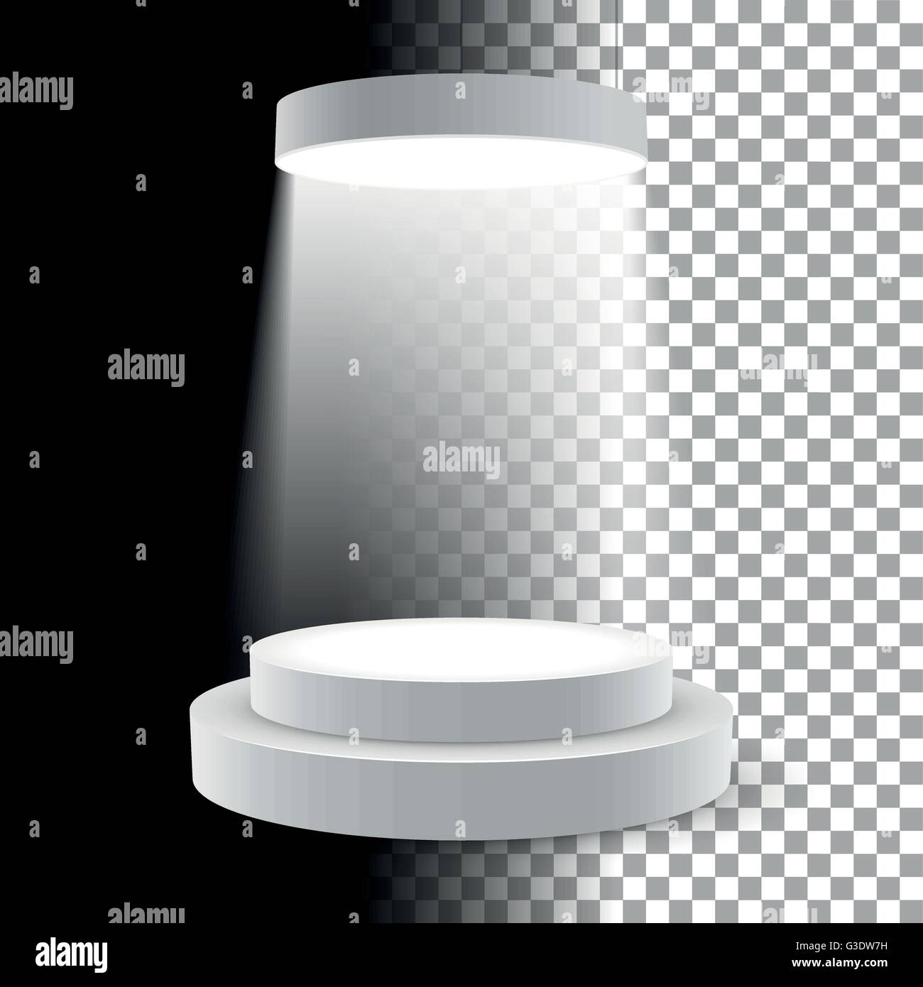 Illuminated white round podium vector illustration Stock Vector Image ...