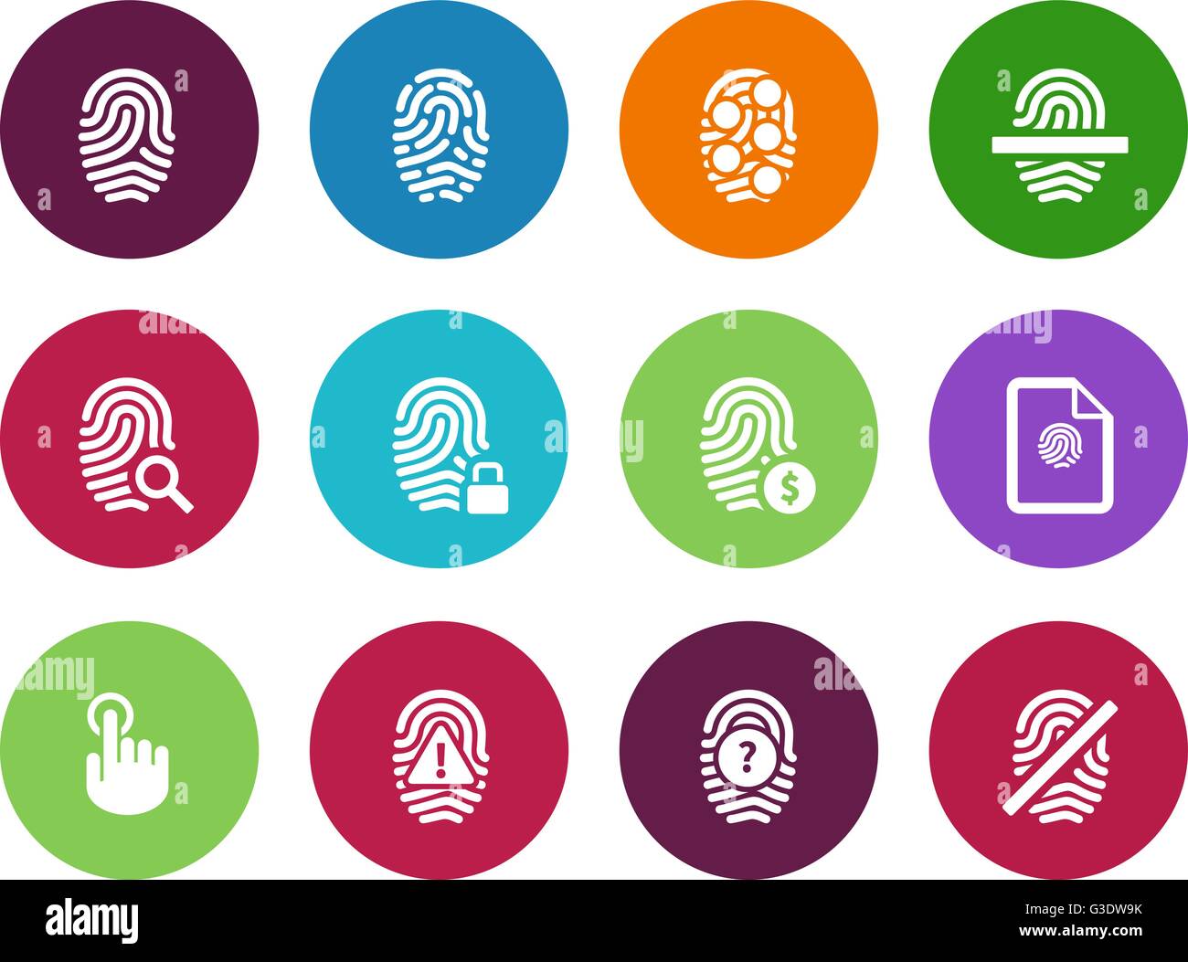 Fingerprint circle icons on white background Stock Vector Image & Art ...