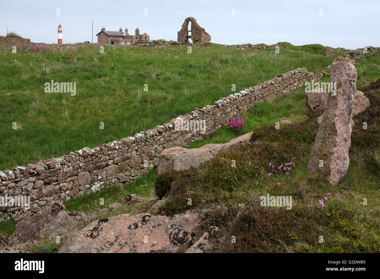 Lighthouse and remains of Boddam castle - Coastal path between ...