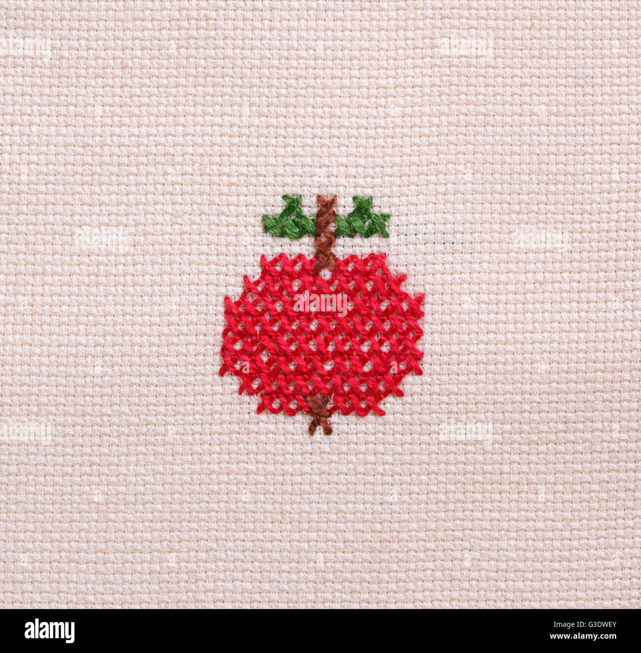 Hand embroidered apple Stock Photo - Alamy