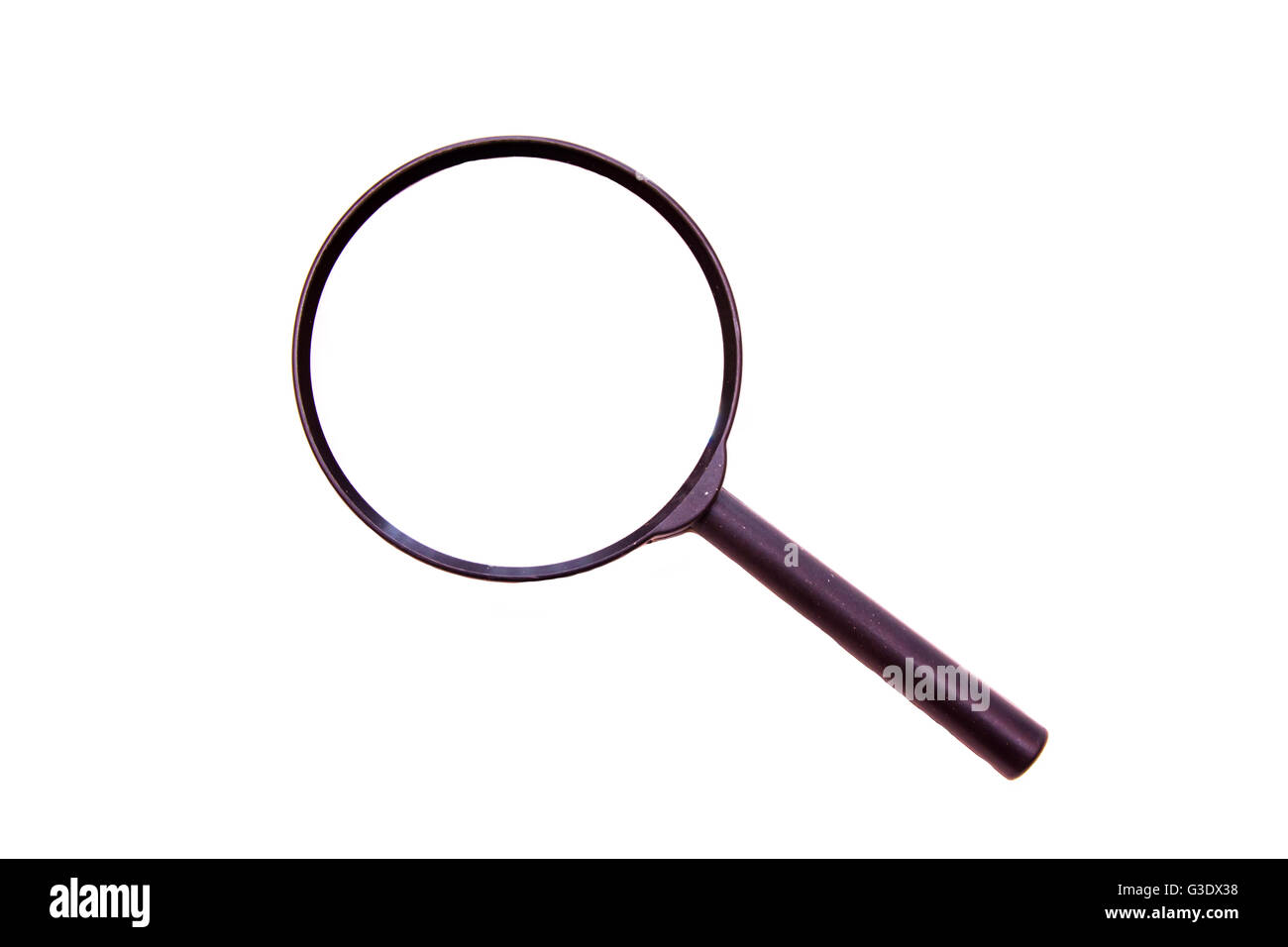 A magnifying glass on a white background top view Stock Photo - Alamy