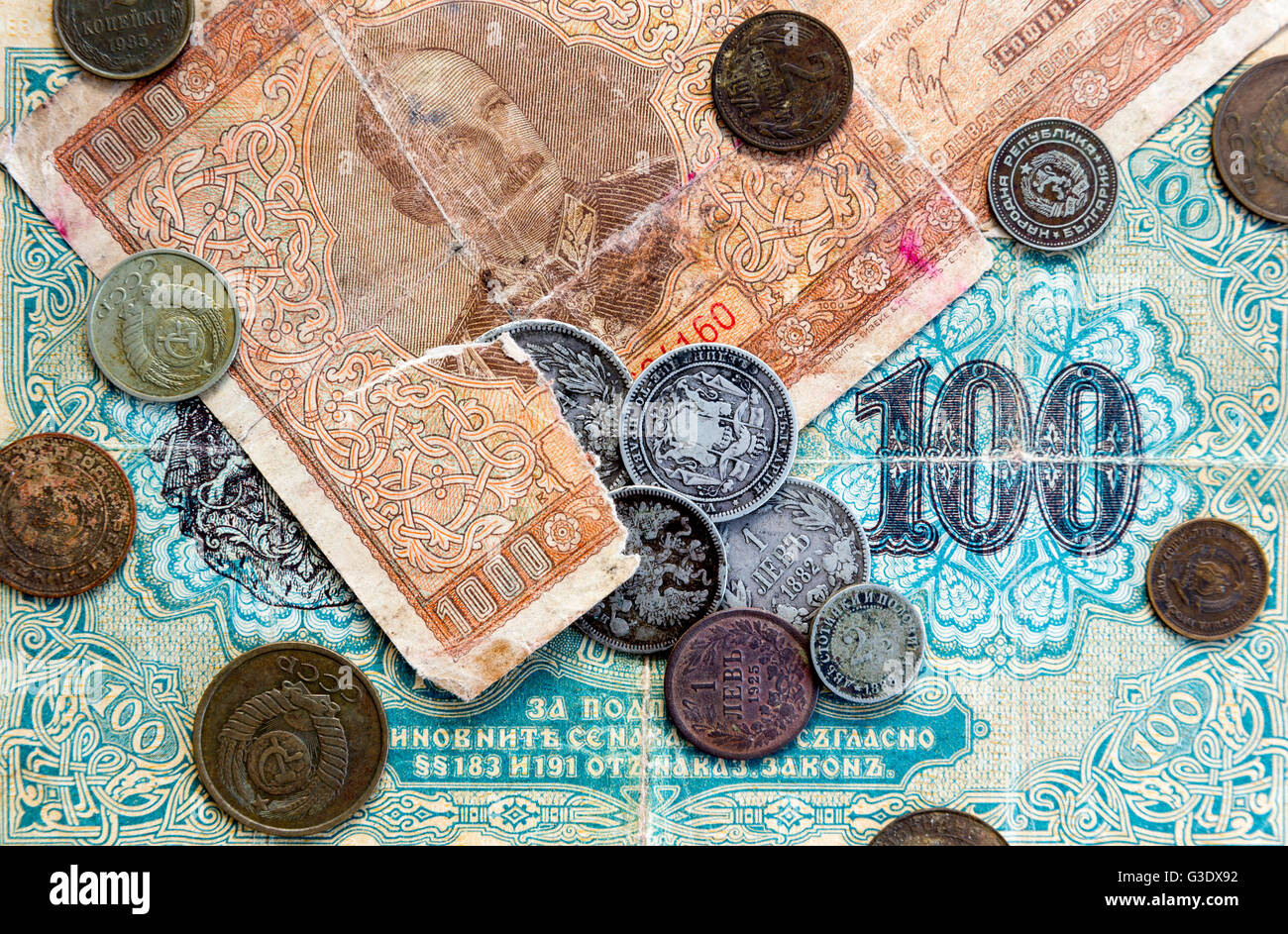 Silver coins, USSR coins and banknotes. Expired Bulgarian banknotes ...