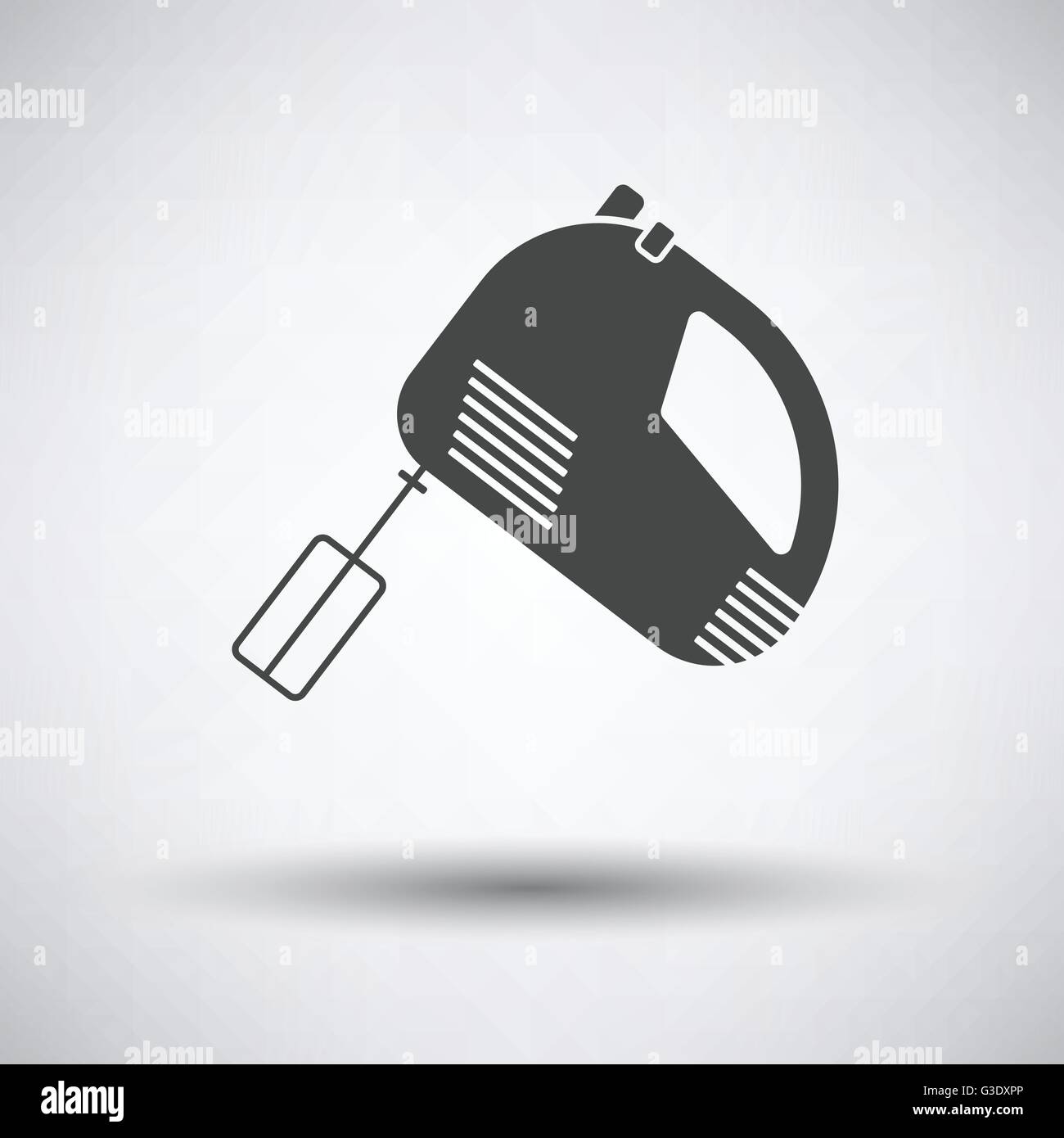 Kitchen hand mixer icon on gray background with round shadow. Vector ...