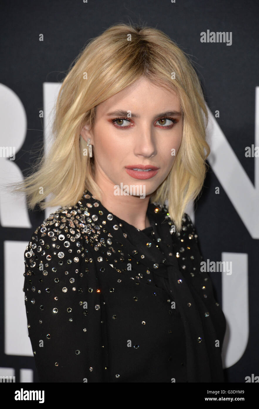 LOS ANGELES, CA - FEBRUARY 10, 2016: Actress Emma Roberts arriving at ...