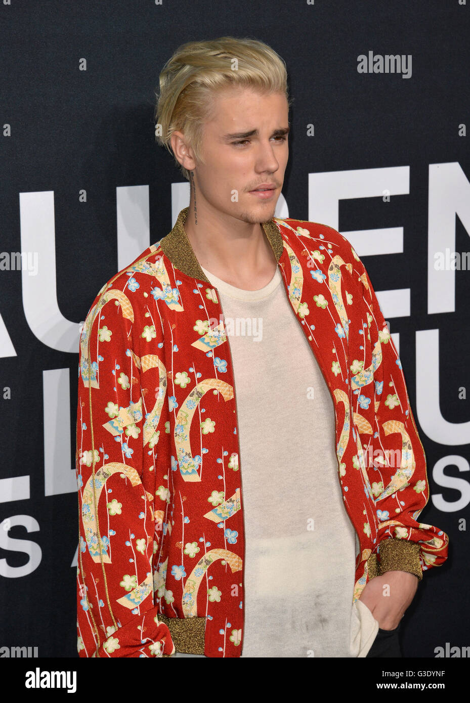 LOS ANGELES, CA - FEBRUARY 10, 2016: Singer Justin Bieber arriving at ...
