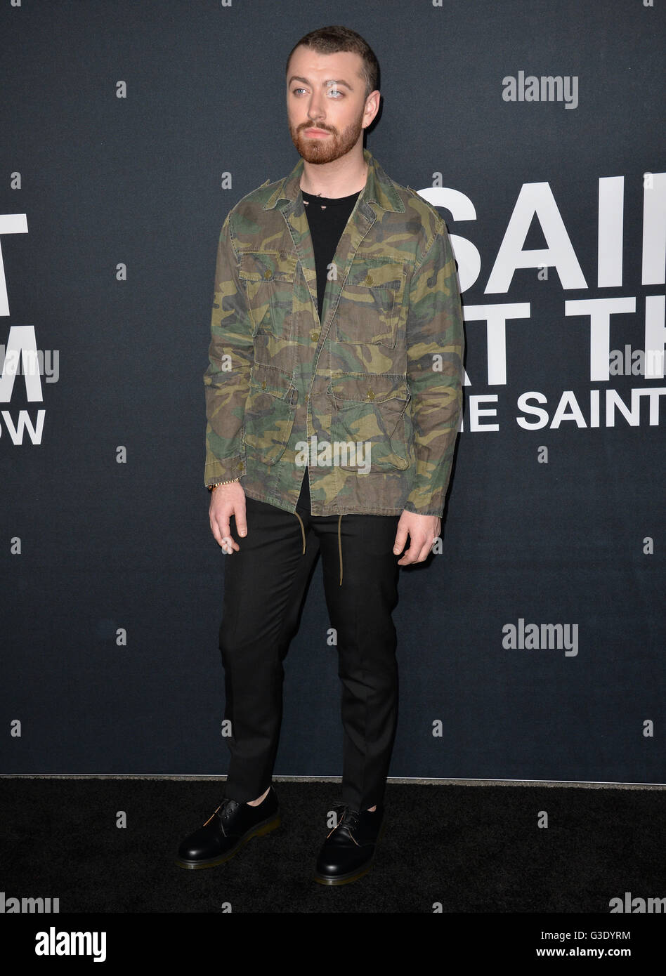 LOS ANGELES, CA - FEBRUARY 10, 2016: Singer Sam Smith arriving at the ...