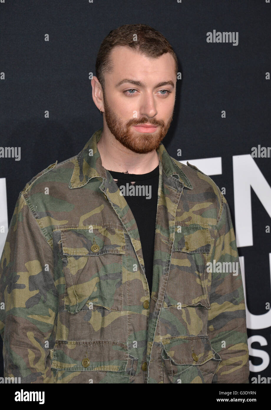LOS ANGELES, CA - FEBRUARY 10, 2016: Singer Sam Smith arriving at the ...