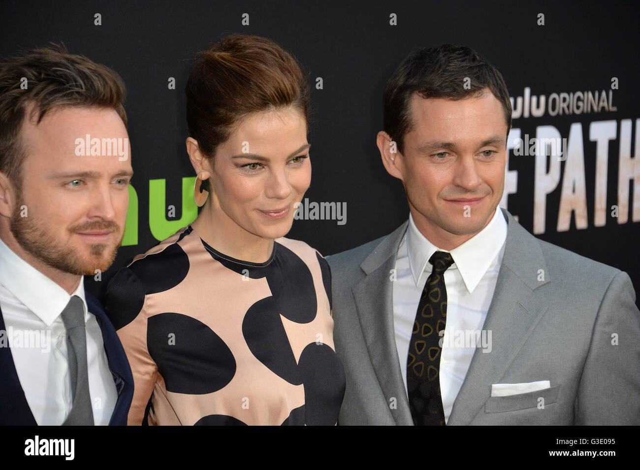 LOS ANGELES, CA - MARCH 21, 2016: Aaron Paul, Michelle Monaghan & Hugh ...