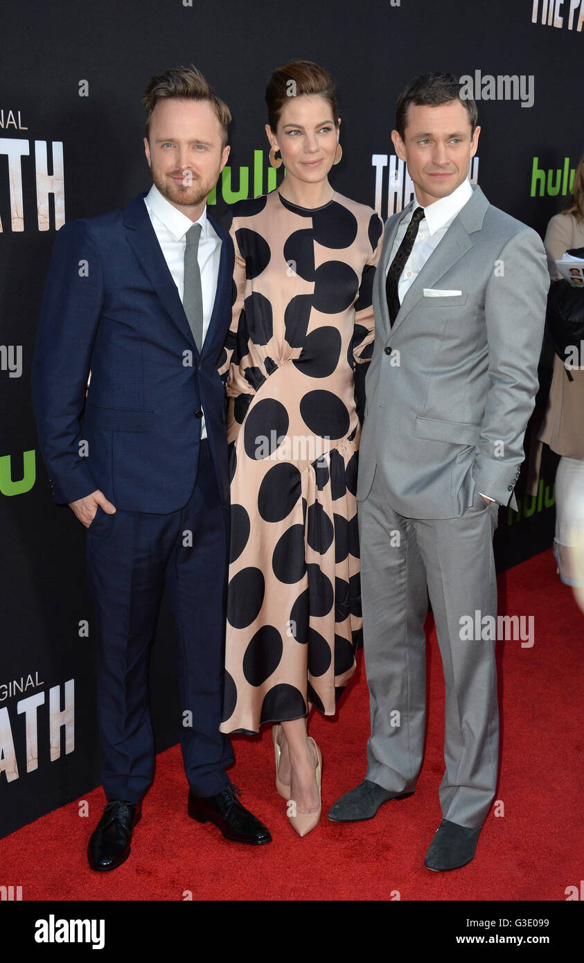 LOS ANGELES, CA - MARCH 21, 2016: Aaron Paul, Michelle Monaghan & Hugh ...