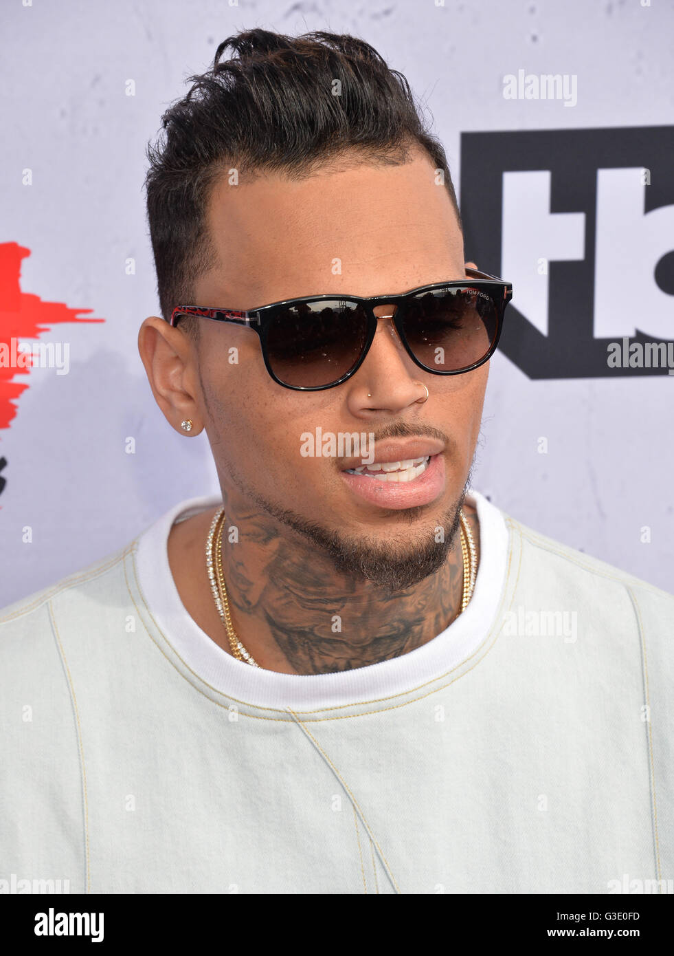LOS ANGELES, CA. April 3, 2016. Musician Chris Brown at the iHeartRadio ...