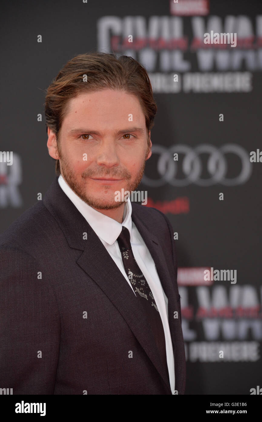 LOS ANGELES, CA. April 12, 2016: Actor Daniel Bruhl at the world ...
