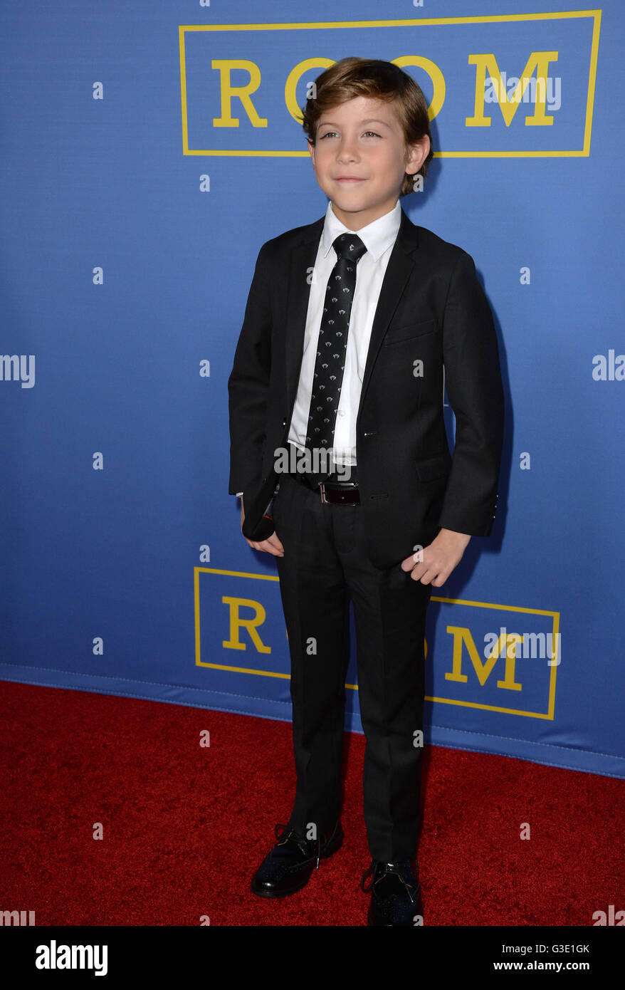 LOS ANGELES, CA - OCTOBER 13, 2015: Actor Jacob Tremblay at the Los ...