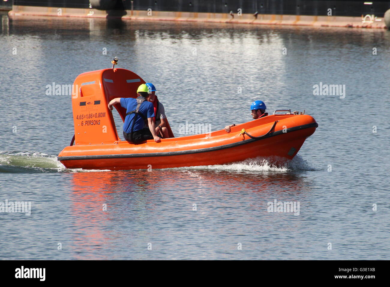 A Survival Craft Inspectorate lifeboat being tested at Great Harbour in ...