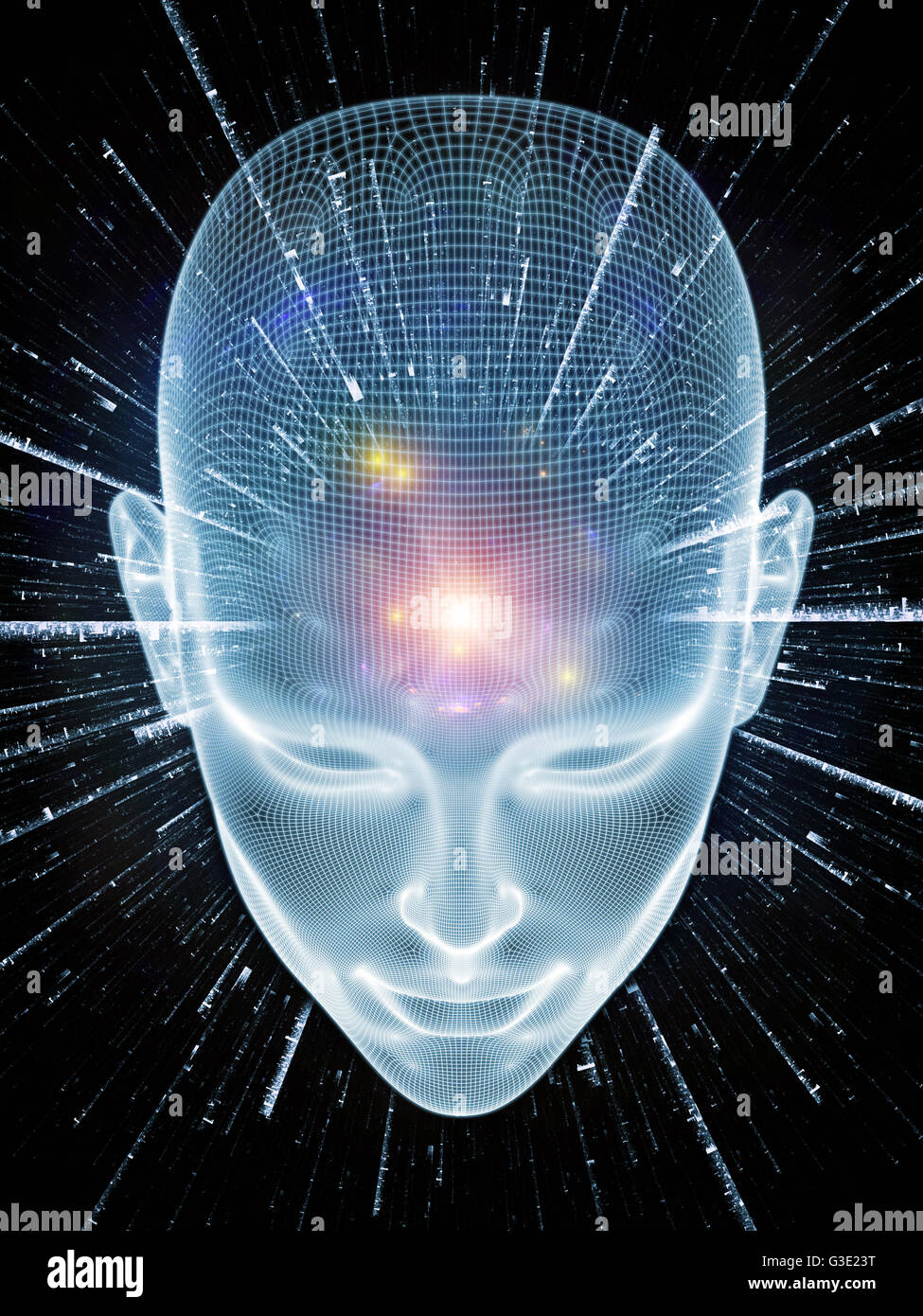 Insight In Mind series. Design composed of human head rendering and ...